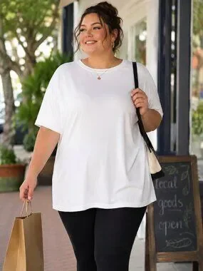 SHEIN | Tops | Shein Curve 4xl White Oversized Tshirt Plus Size Short ...